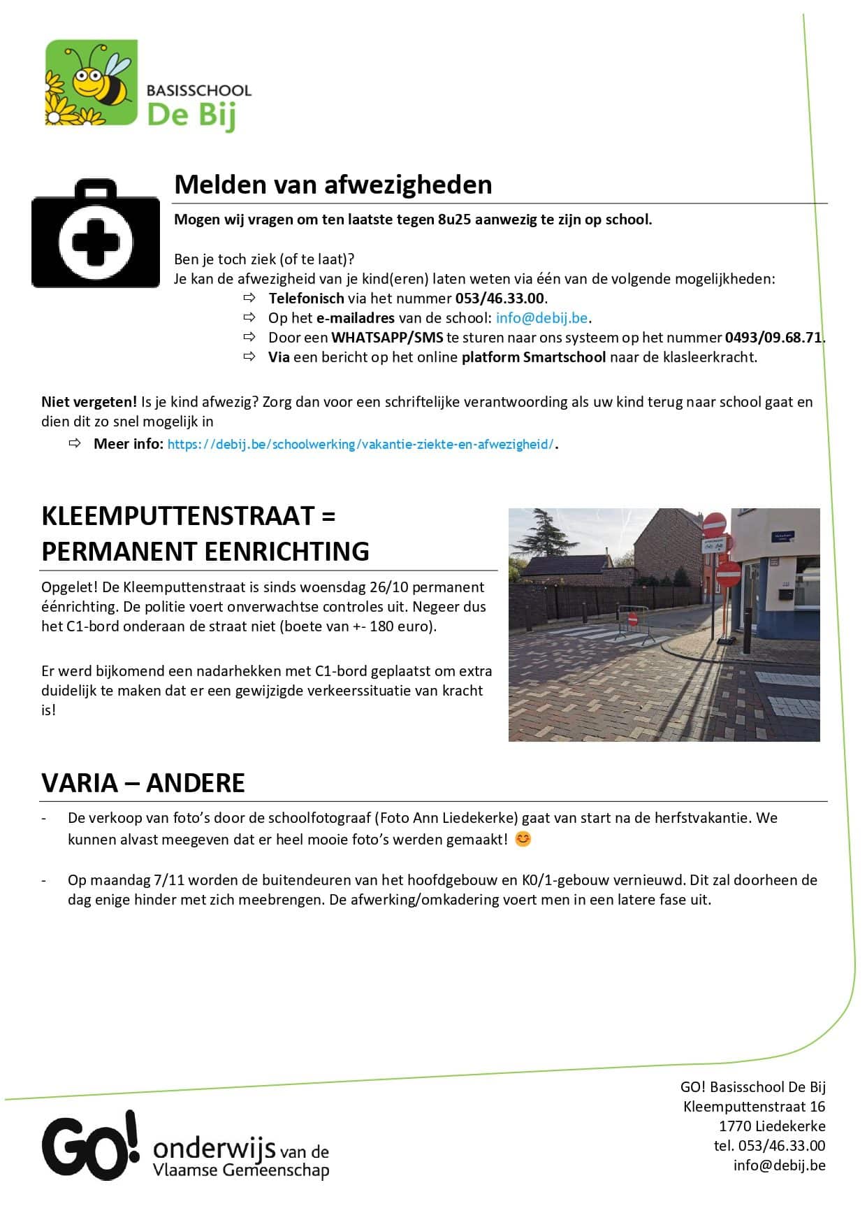 Maandkalender en nieuwsbrief maand november 2022 - De Bij - Basisschool Liedekerke